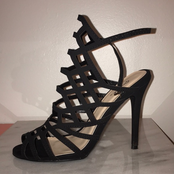 Qupid | Shoes | Black Strappy Qupid Heels | Poshmark